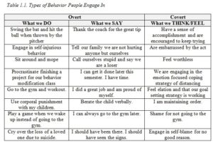 Table 1.1 – Principles of Behavior Analysis and Modification