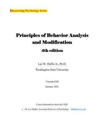 Title Page for Pressbooks 4th edition – Principles of Behavior Analysis and Modification