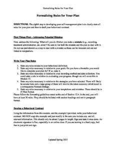 Formalizing Rules for Your Plan – Principles of Behavior Analysis and ...
