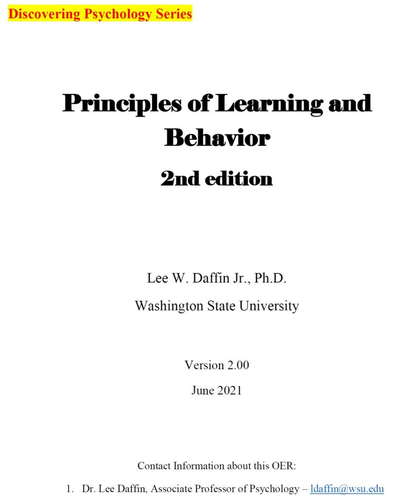 Principles of Learning and Behavior – Principles of Learning and Behavior